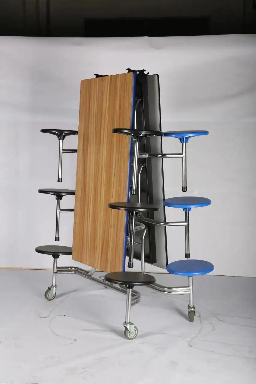 12 People Steel Canteen Folding School Student Dinner Table And Stool ...