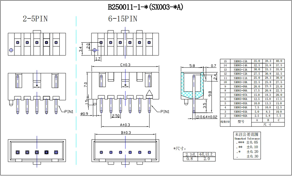 FAF B250011(SX003) 尼龙66磷青铜/黄铜2.50毫米间距线对板连接器2-15针外壳| Alibaba.com