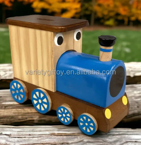 Wooden Locomotive Train Engine Money Saving Box Locomotive Money Bank ...