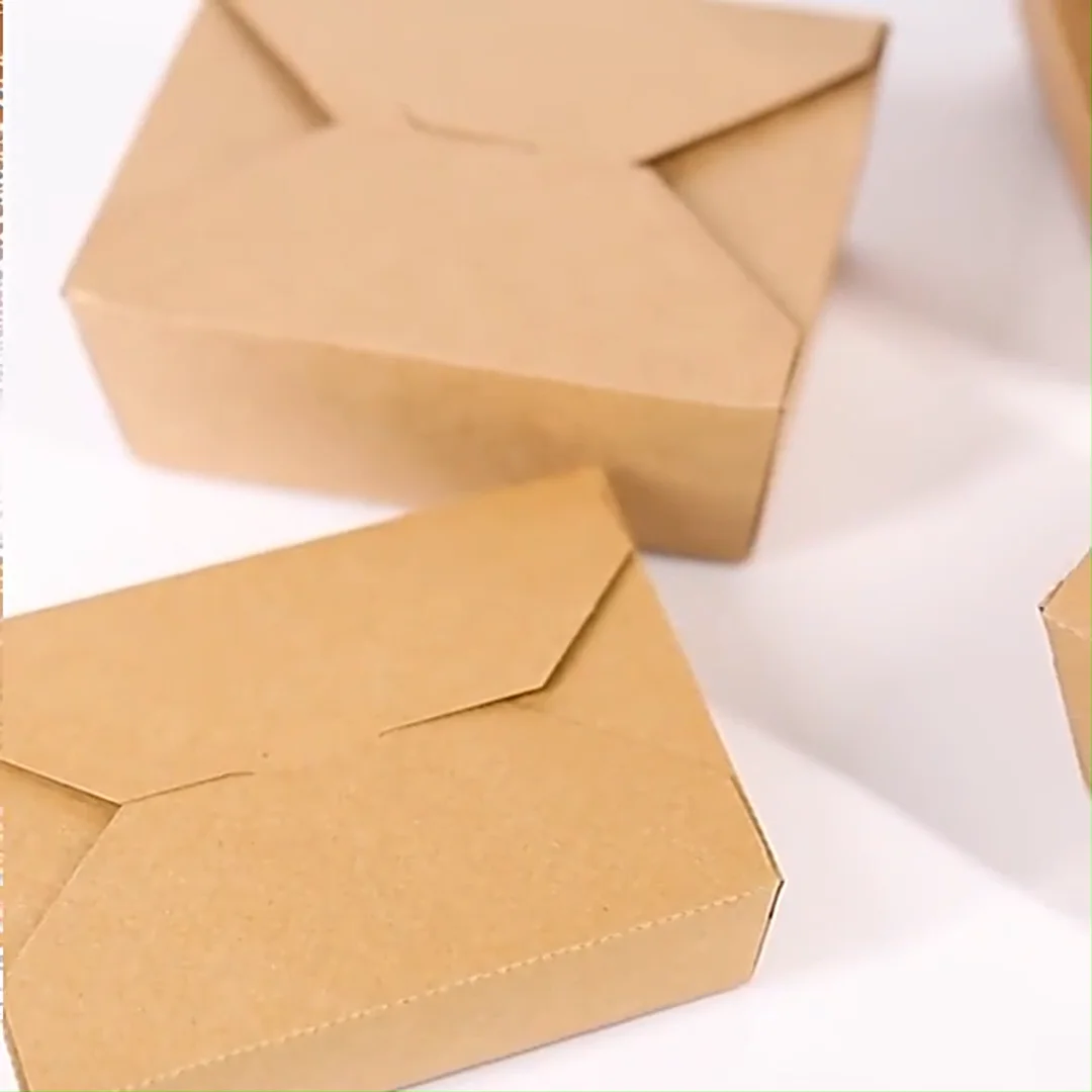 Kraft Brown Paper Meal Disposable Food Paper Box To Go For Restaurant