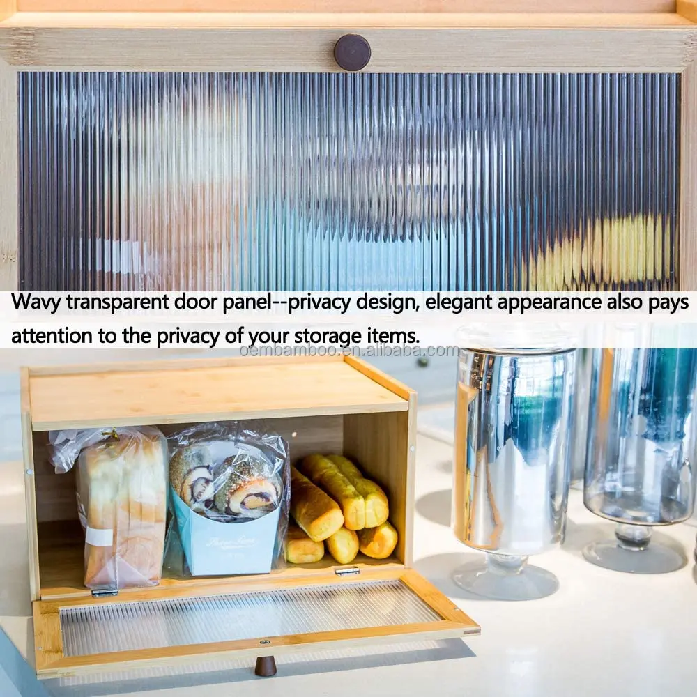 Large Capacity Kitchen Counter Storage Container Wooden Bread Storage ...