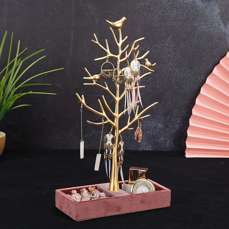 Gold Tree Shape Jewelry Stand Multi-functional Ins Style Modern Design ...