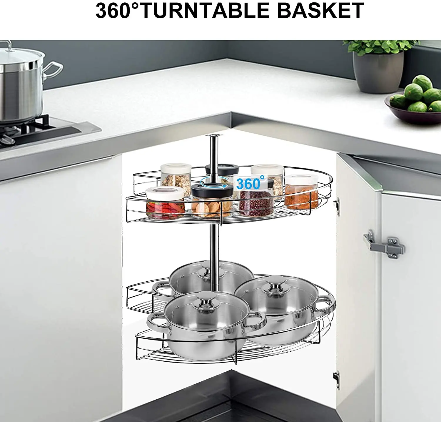 270 Degree Pull Out Storage Basket - Efficient Kitchen Organization
