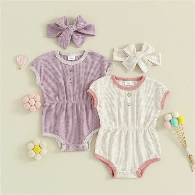 1Pcs Custom Label Plain Waffle Romper Summer Newborn Infant Toddler ...