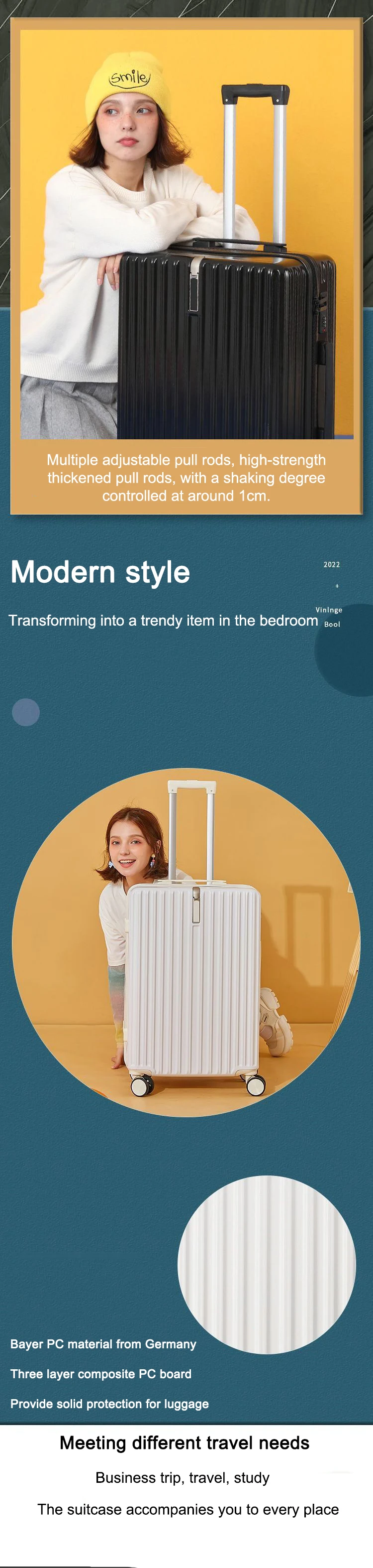 Unisex Luggage Set 20'' Cabin Suitcase With Small Bag Luggage Set Large ...