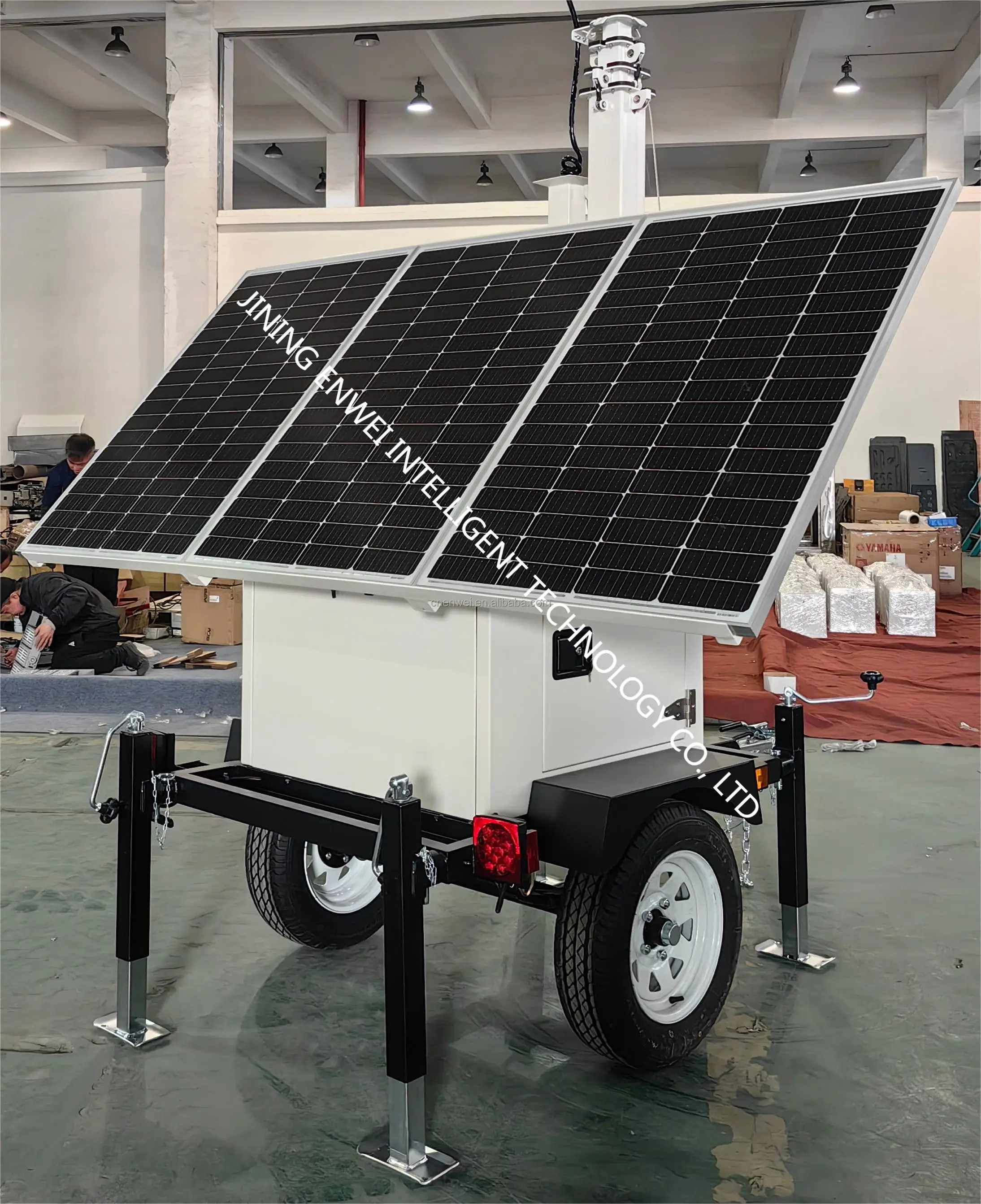 Security Light Tower Hybrid Solar Surveillance Trailer With 6m Mast 3 ...