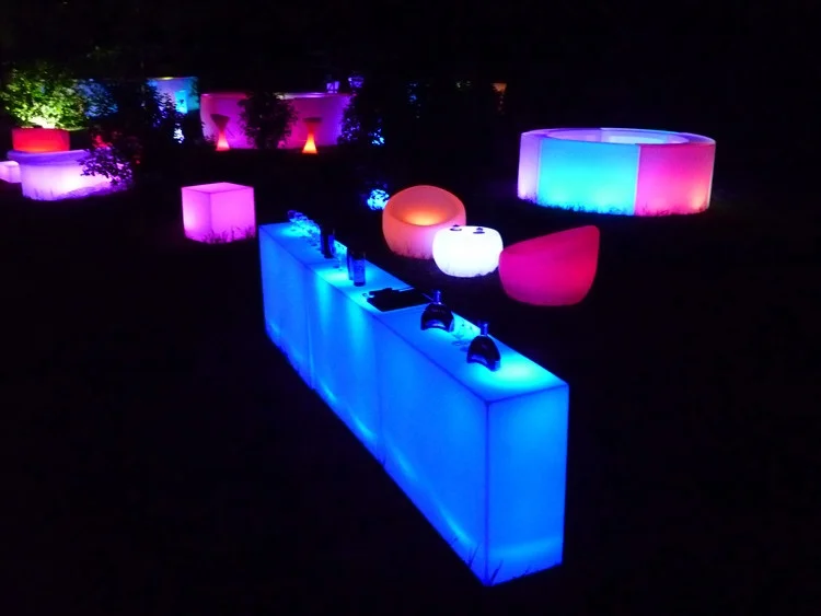 90cm Height Illuminated Straight Banquet Table Light Weight Pub ...