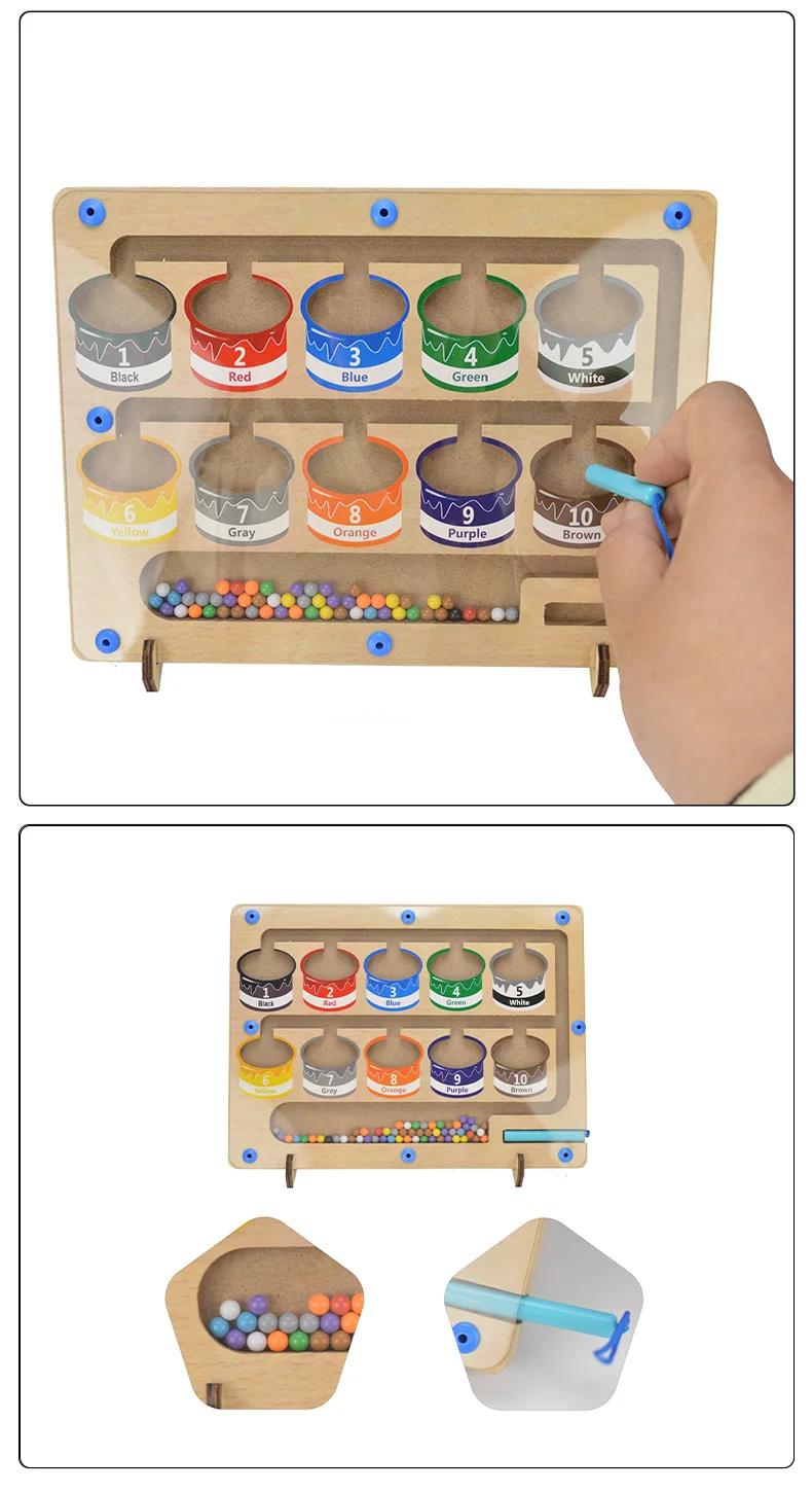 Magnetic Color Number Maze Montessori Wooden Magnet Puzzle Game Board ...