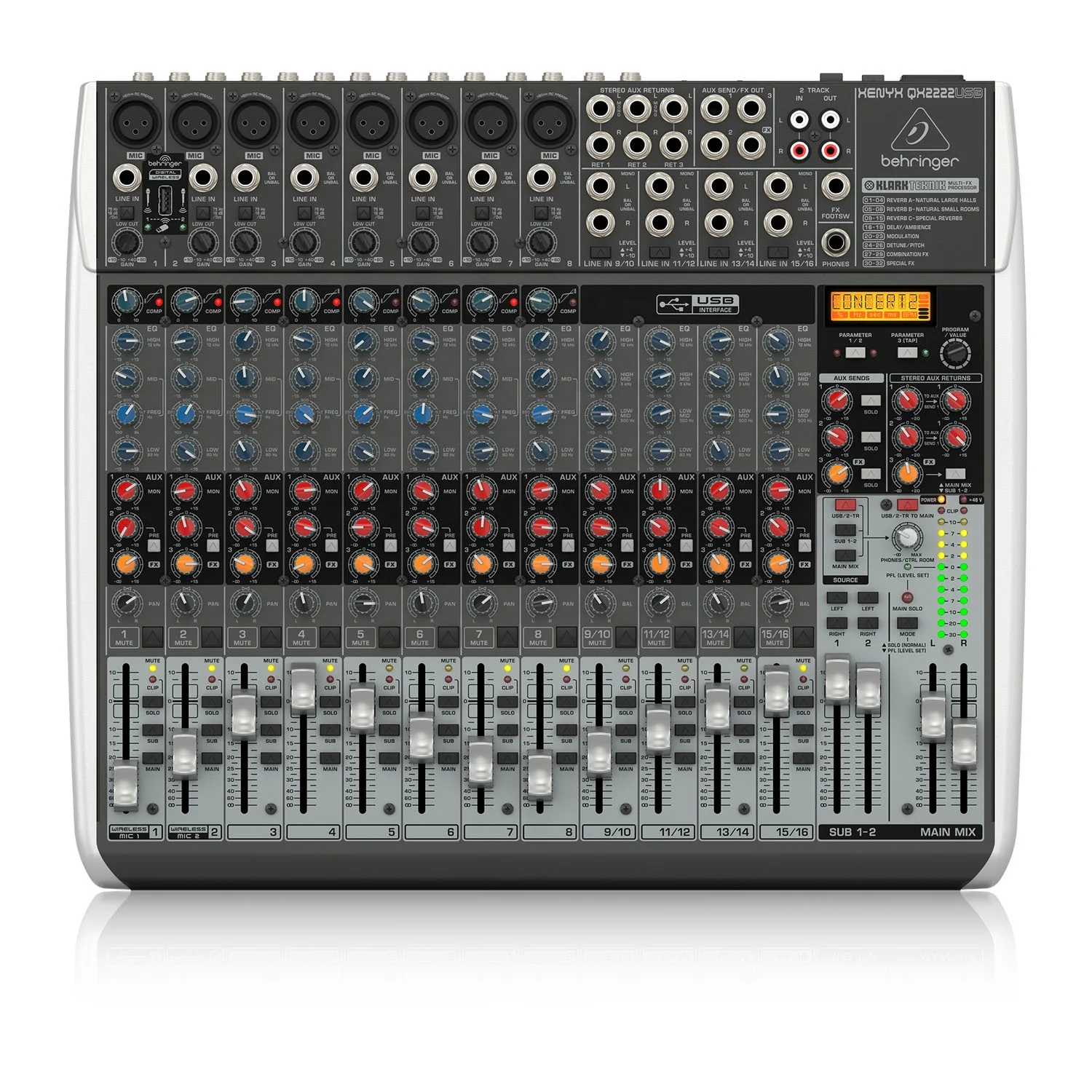 Behringer Xenyx Qx2222usb Analog Mixer Pa Sound System Stage 22-channel ...