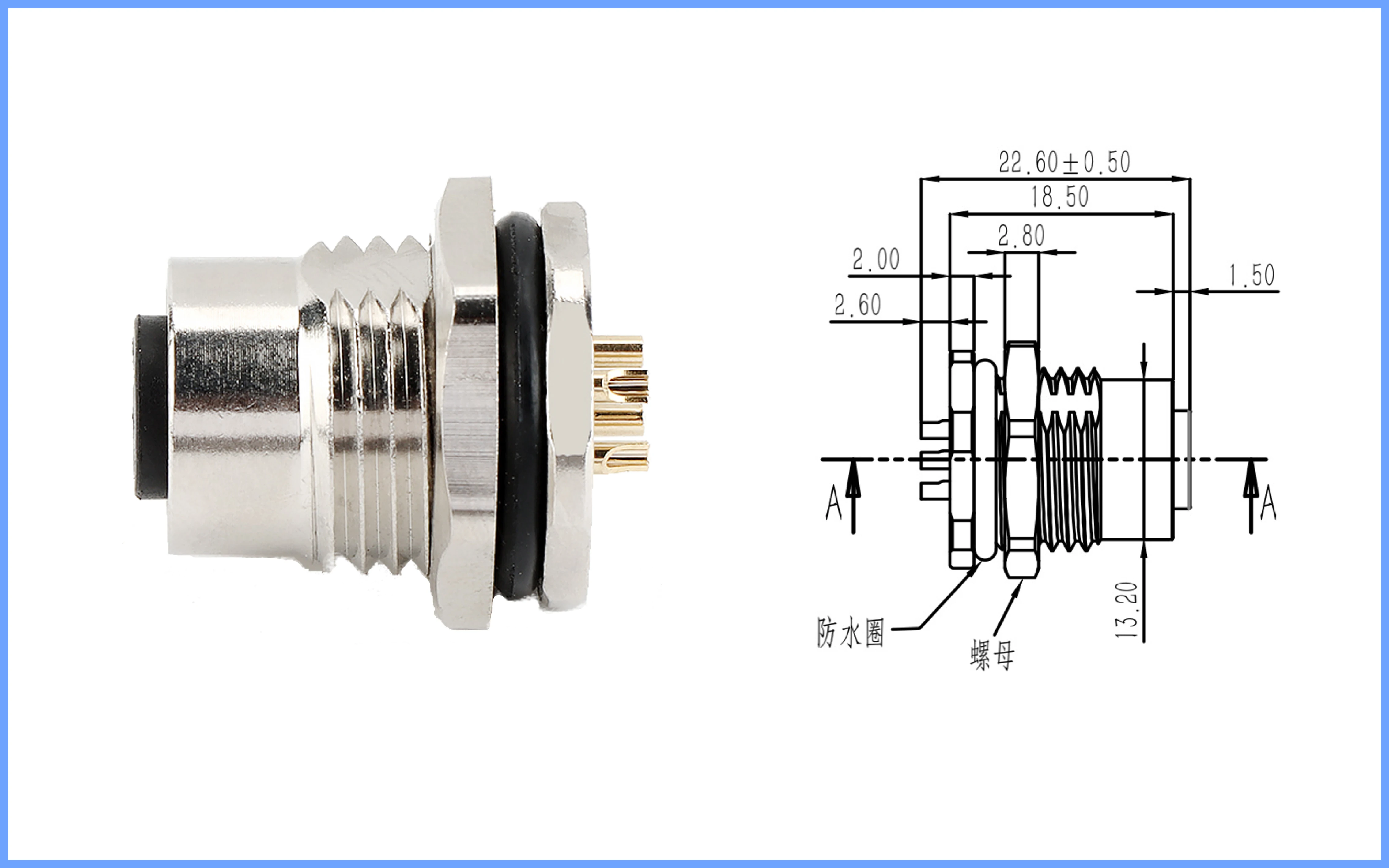 M12-3pin Through-wall Pcb Panel Mounting Plug Socket Connector Male ...