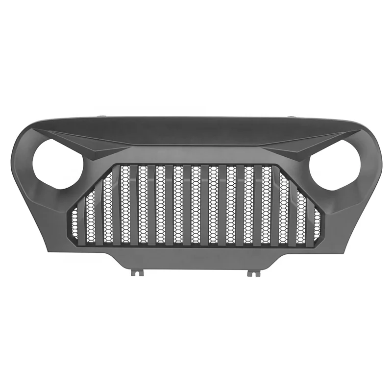Front Grille Angry Style Matte Black Grille For Jeep Wrangler Tj 97-06 ...