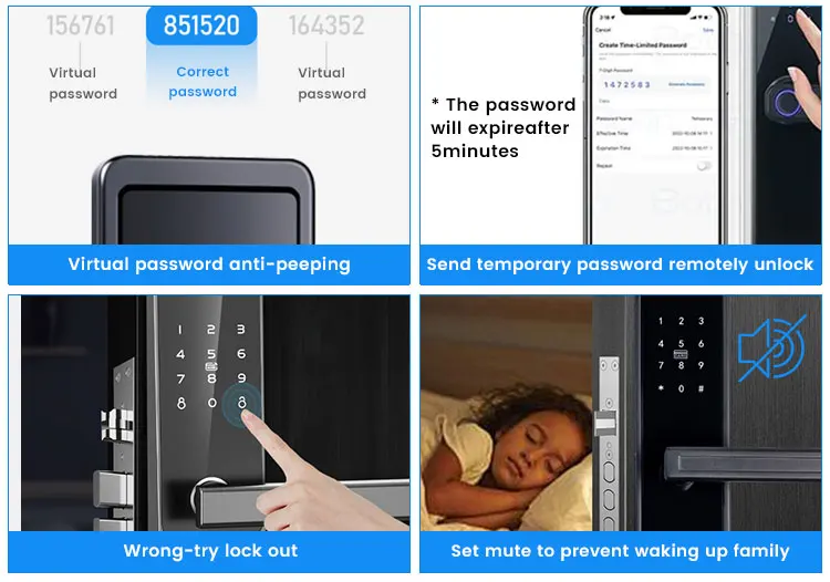 Stainless Steel Fingerprint Electronic Deadbolt Wireless Keyless Smart ...