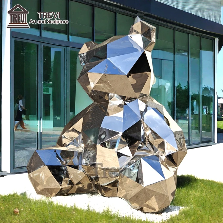 Modern Garden Metal Animal Statue - Stainless Steel Bear
