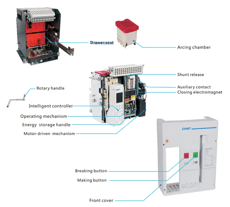 Chint Air Circuit Breaker Na8-3200a~1600a Ac230v 400v 1p Electric ...
