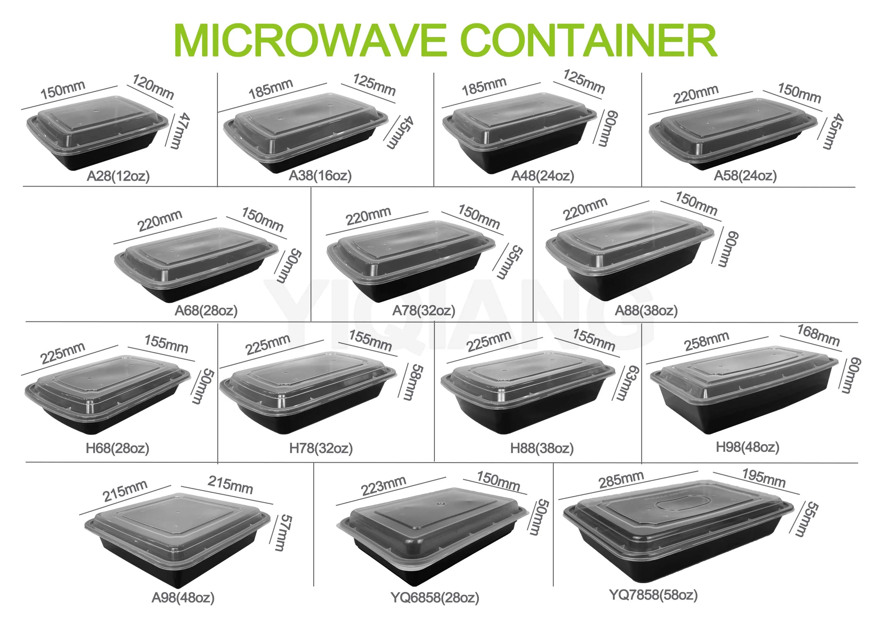 38oz Reusable Plastic Takeaway Food Container,Stackable Airtight ...