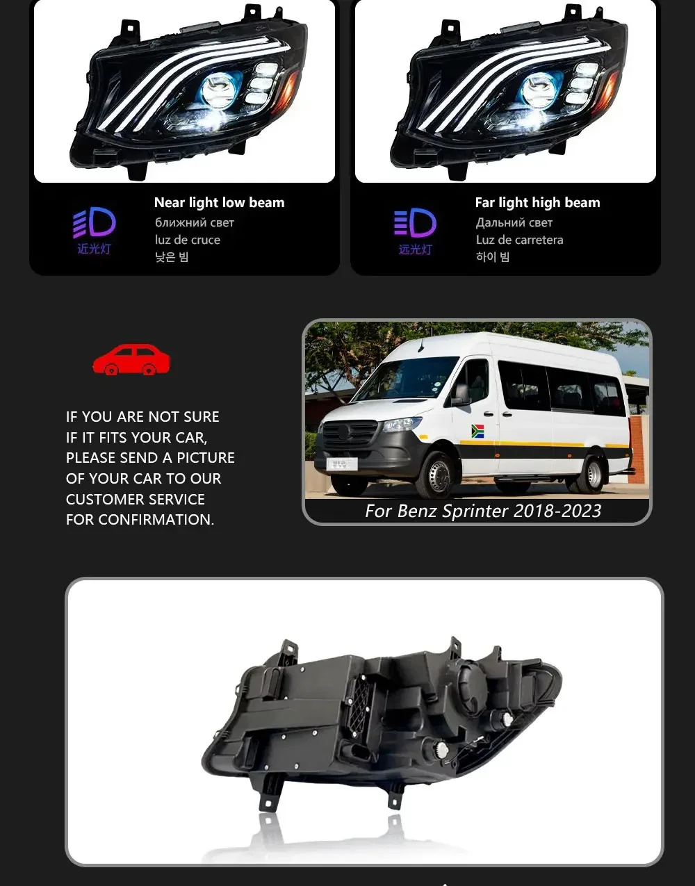 Sprinter Upgrade Headlight for Benz Sprinter 2018-2023 Retrofit Maybach ...