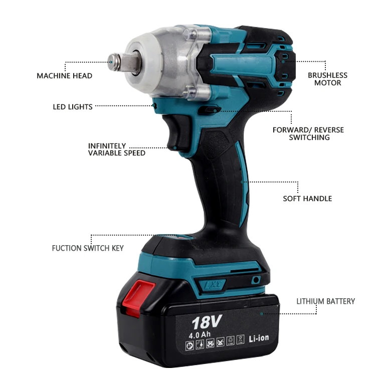 1/2" 12v 18v 20v 24v Impact Wrench Rechargeable Battery Powered Impact ...