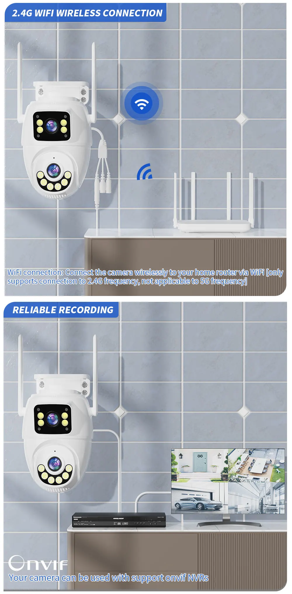 4MP 8MP 4K Outdoor PTZ Wireless Security Camera Dual Screen Auto ...