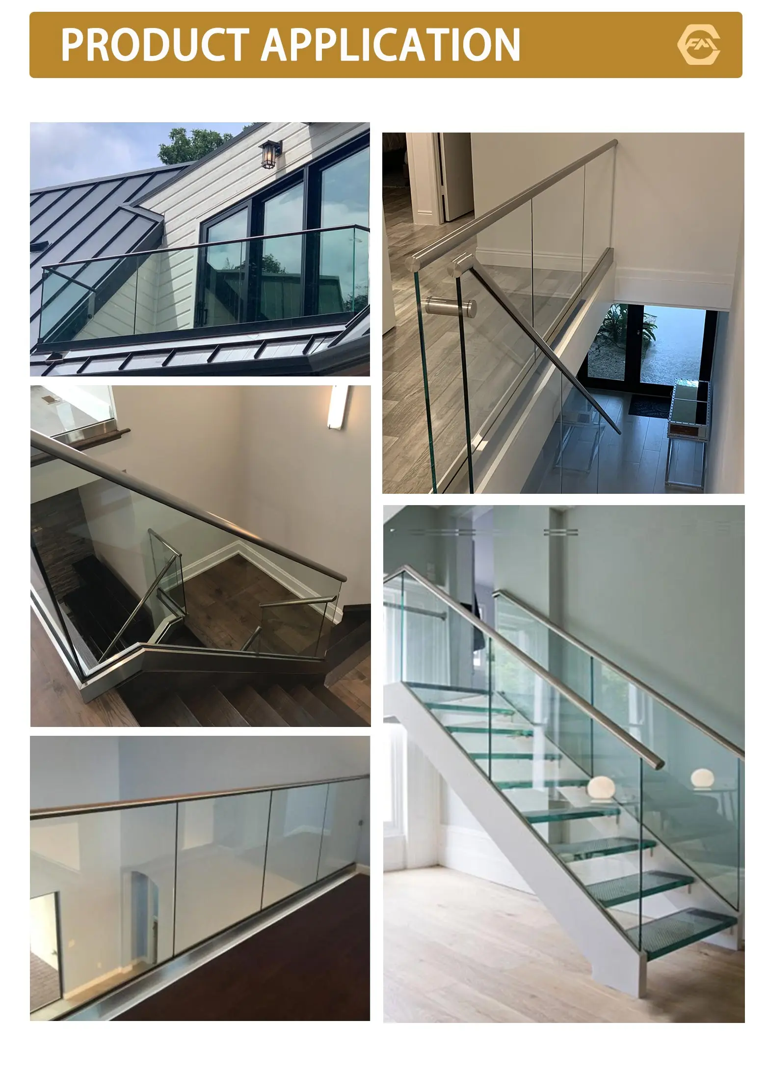 Frameless Glass Balustrades Aluminum Outdoor Balcony Fence U Shape ...