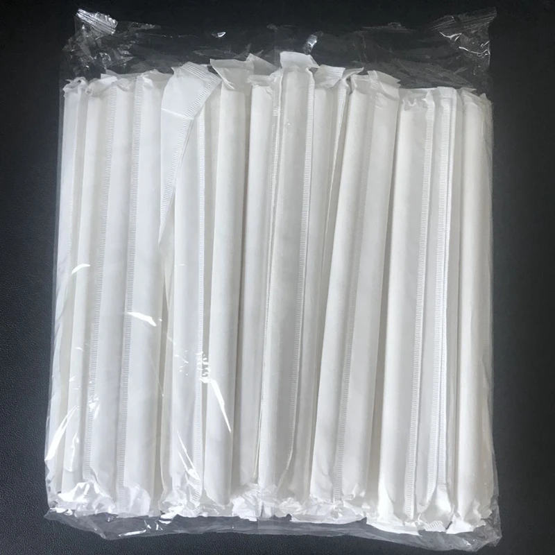 White Color 3/4ply Individually Wrap Paper Straw Coffee Paper Straw ...