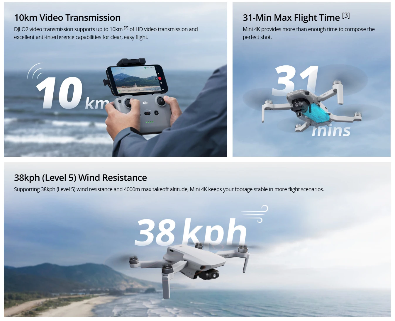 DJI Mini 4K Drone - Stable Hovering with 10km Video Transmission