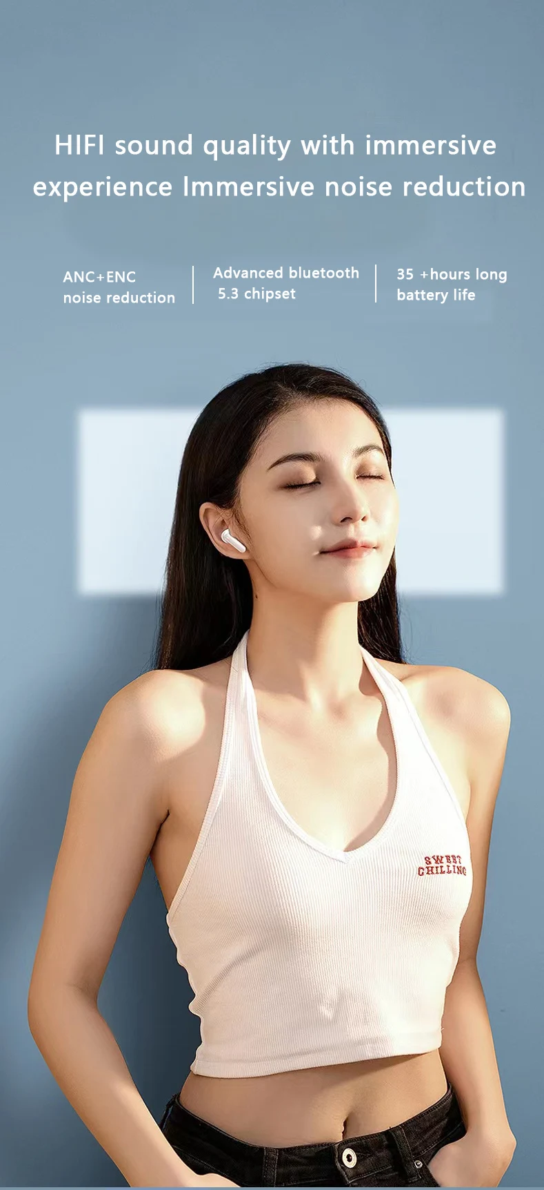 A60 ANC ENC Noise Cancellation Wireless Earbuds - Hifi Sound