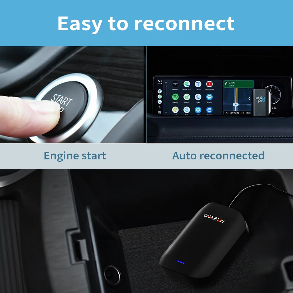 CARLIMEKI Wireless Android Auto Carplay Mirror T-map