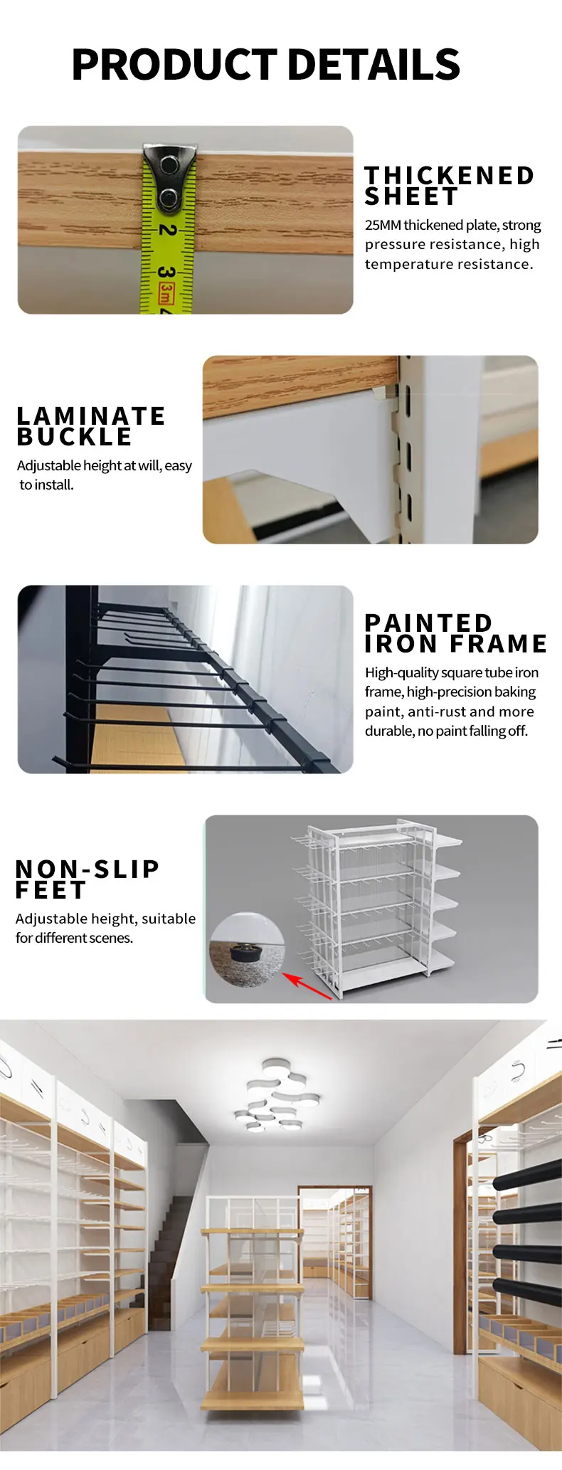 Miniso Wooden Display Shelf – Double-Sided Gondola Shelving Unit for ...