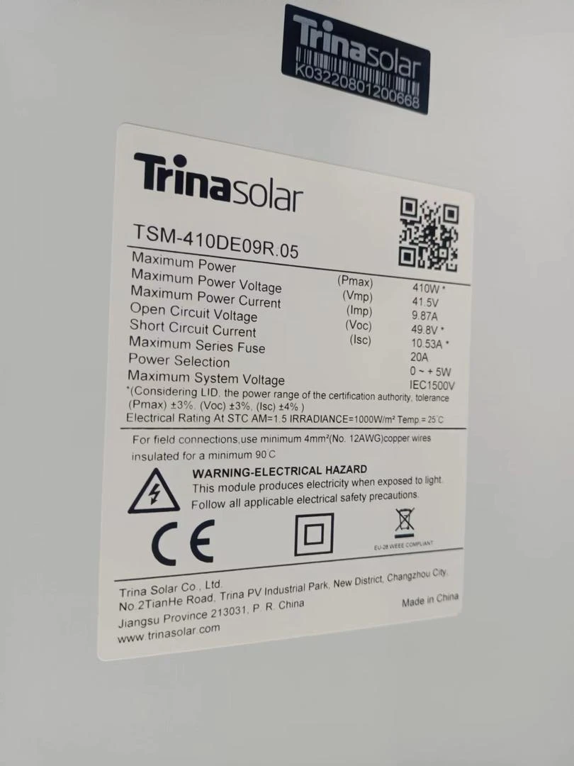 Trina Solar TSM-425 DE09R.08 DE09R.05 410W 415W 420W 430W Panels