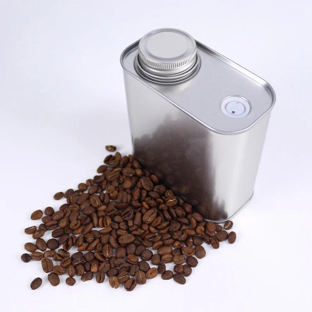 Eco-friendly 200g Coffee Tin Can With Degassing Valve - Rectangular Tin ...
