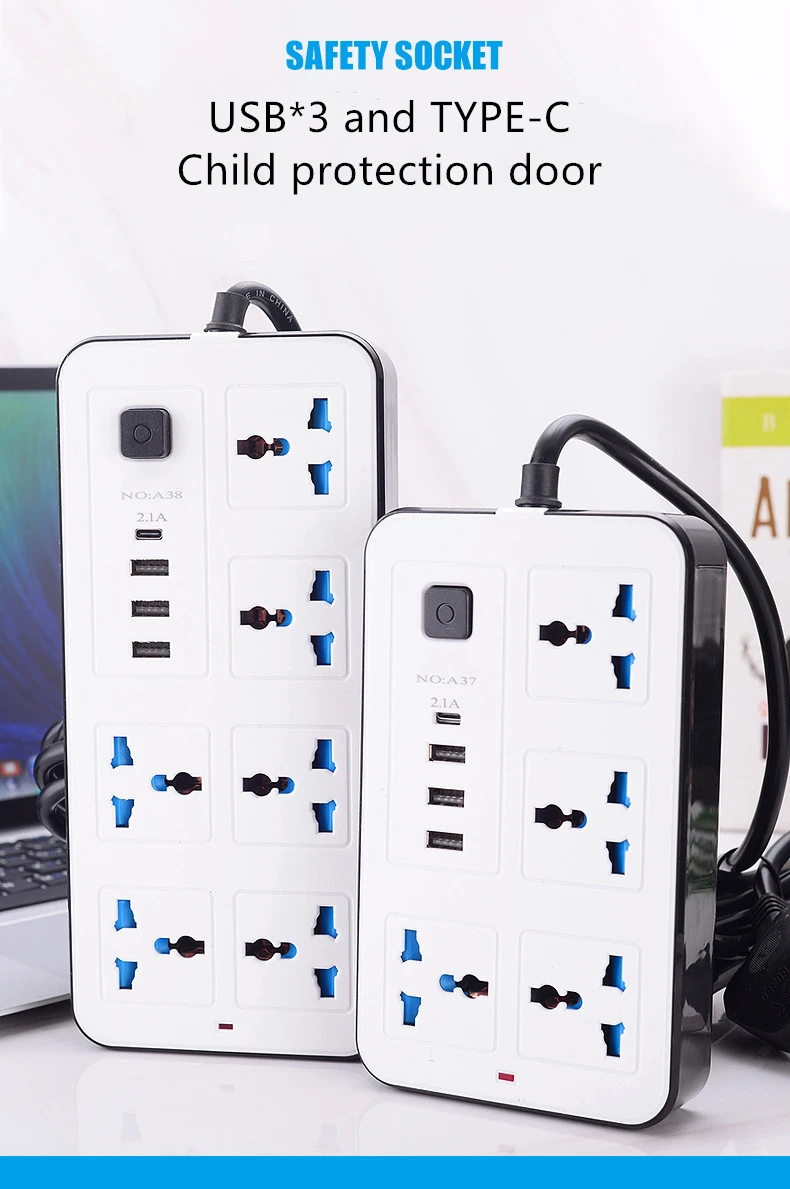 Custom Logo Wholesale USB Socket - 6 Outlets Power Strip