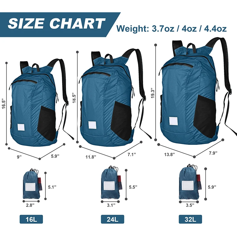 18L Hiking Backpack - Ultralight Foldable Waterproof Travel Bag