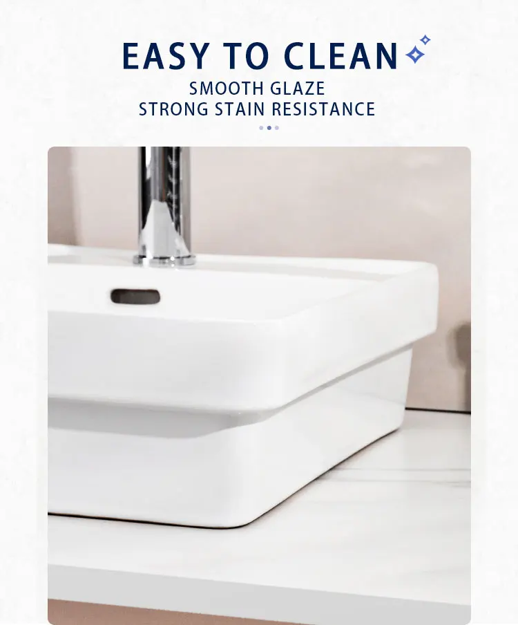 Sanitary Ware Rectangular Hand Wash Basin Easy Clean Semi-counter ...
