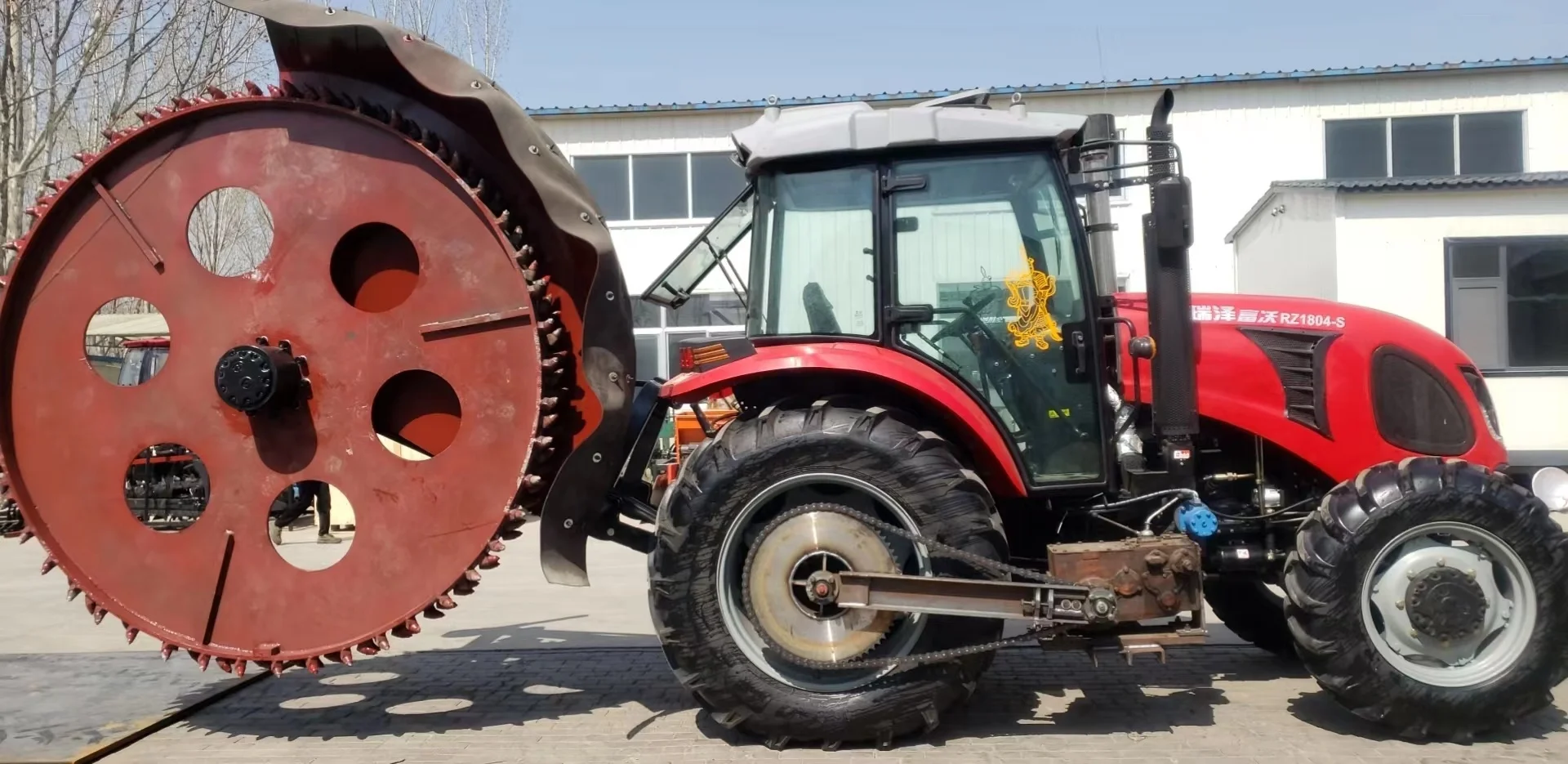 Tractor Drive Disc Trencher Laying Underground Cables Machine Rock ...