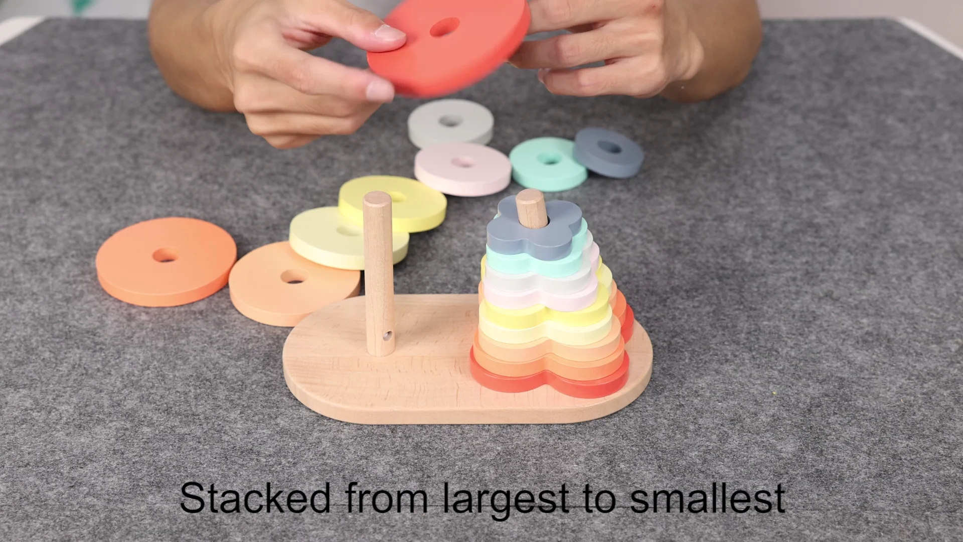 Educational Development Stacking Ring Tower Game Wooden Set Column ...