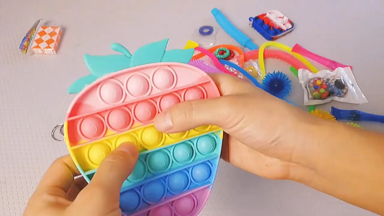0104 Push Bubble Popper Fidget Toys Pack Snapper Rainbow Puzzle Ball ...