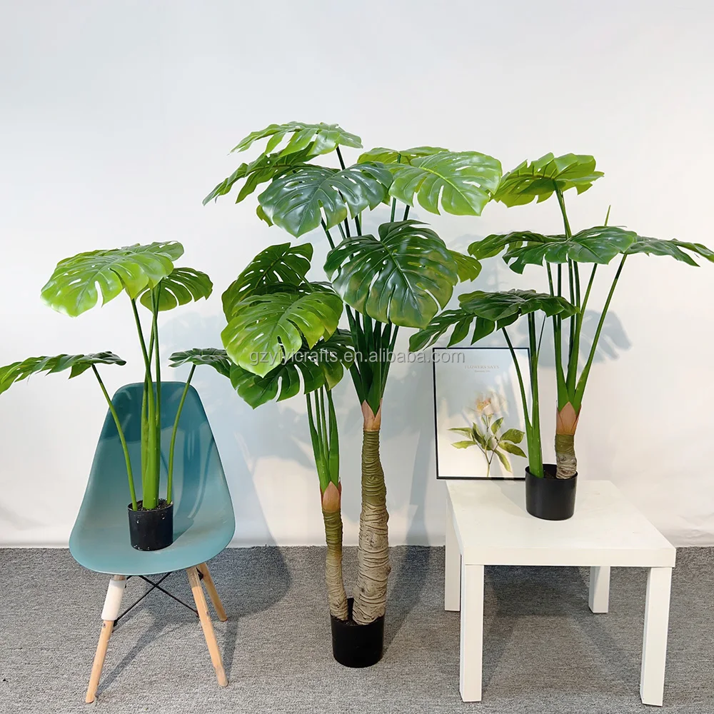 Decorative Monstera Leaf Plastic Plants Bonsai Artificial Monstera ...