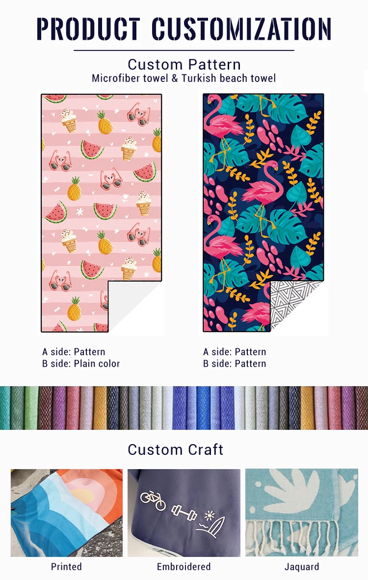 Extra Large Custom Microfiber Pattern Double Side Printed Beach Towel ...