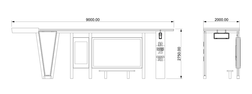 Outdoor Street Furniture Metal Solar Power Smart Bus Stop Shelter With ...
