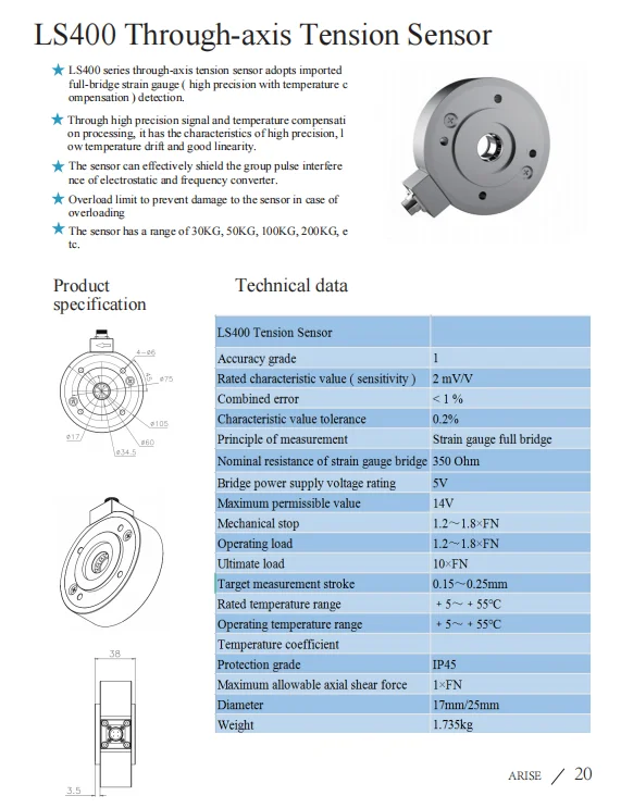 Ls400 Through-shaft Tension Sensor With Ce Certification Optional 30kg ...