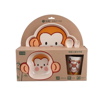 Cartoon Cute Monkey Tableware Set Children's Dinnerware Sets Dish Melamine Set Divided Plate Cup ...