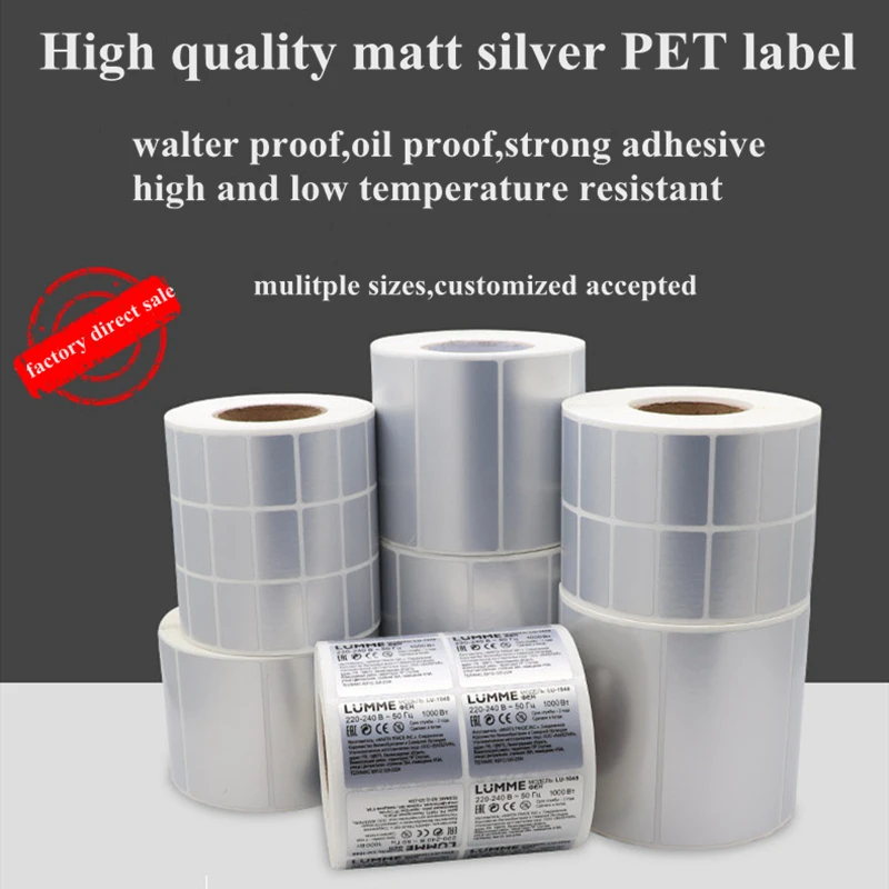 ROHS Custom Self Adhesive Printing Matte Silver Aluminum Waterproof ...