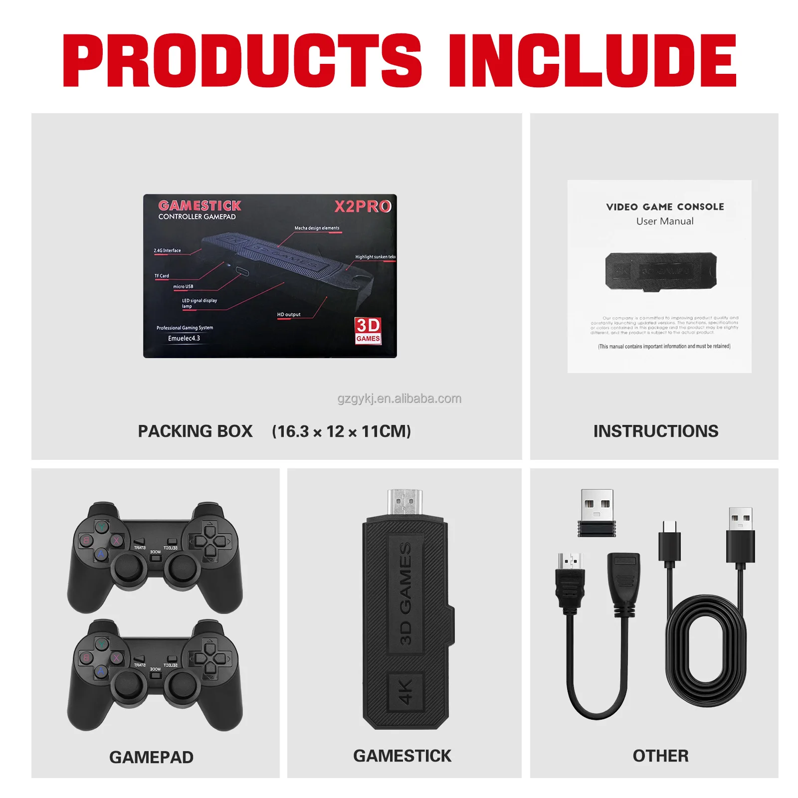 Game Stick X2 PRO: 42000 Built-In Retro Games, 4K Wireless Console with ...