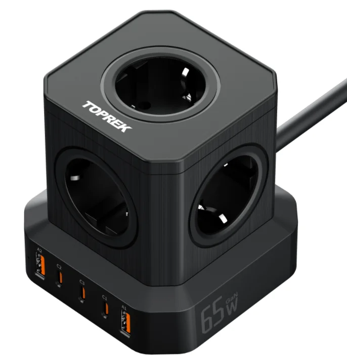 Pd 65w Fast Charging Europe Cube Extension Socket Power Strip 4000w 5 ...