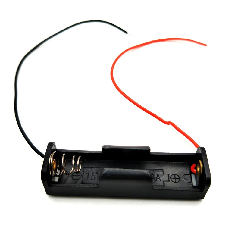 1 X Aa Battery Holder,Black Plastic 1 Aa Battery Holder With Black Red ...