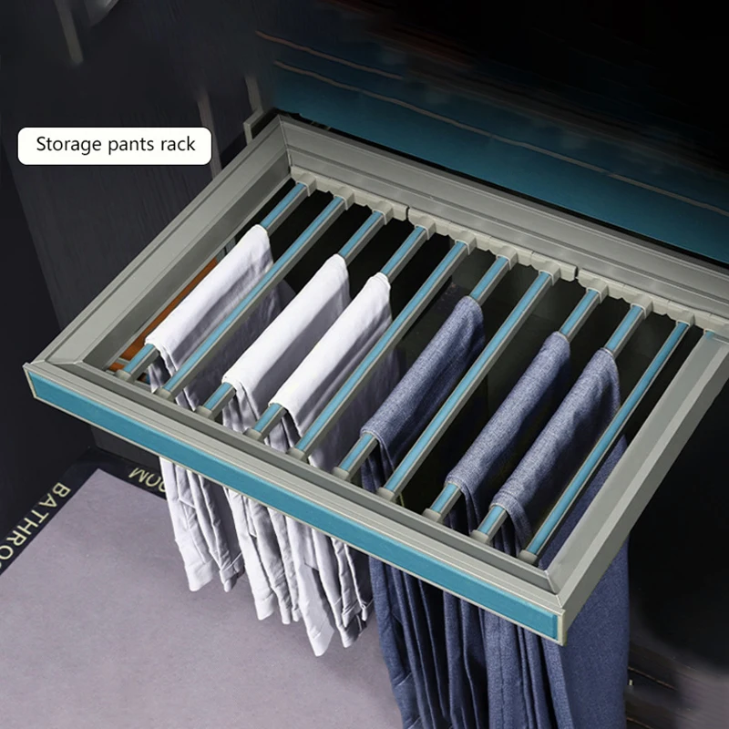 Aluminum Wardrobe Soft Close Trouser Rack Damping Stretch Pants Rack ...