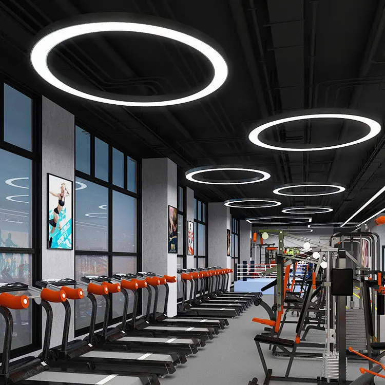 Gym Pendant Light - Modern Round LED Chandelier 85lm/w