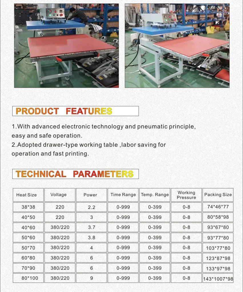 Automatic down Sliding Pneumatic Heat Press Machine