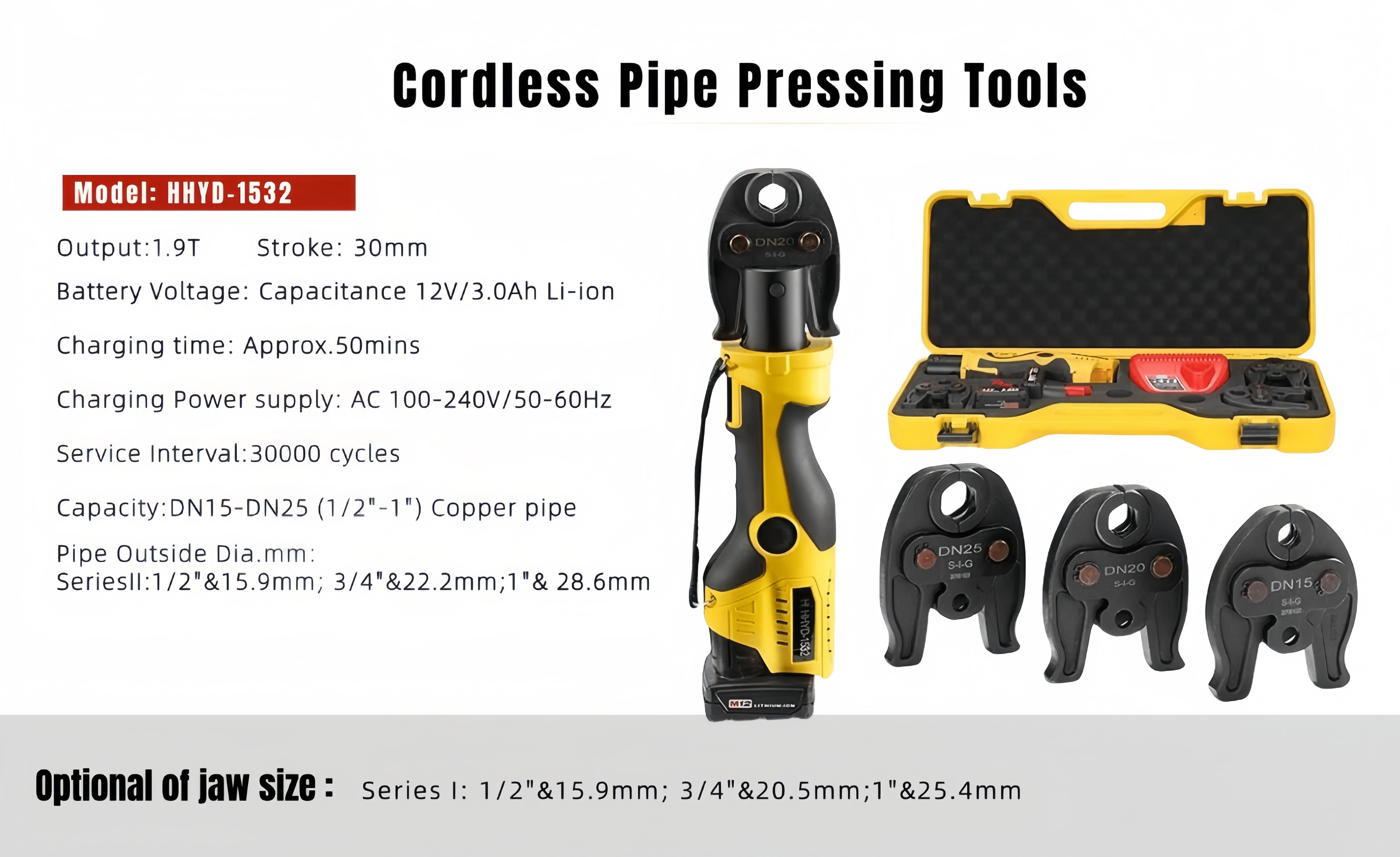 220V Battery Operated Hydraulic HVAC Vertical Calipers Kit 1/2 3/4 1 ...