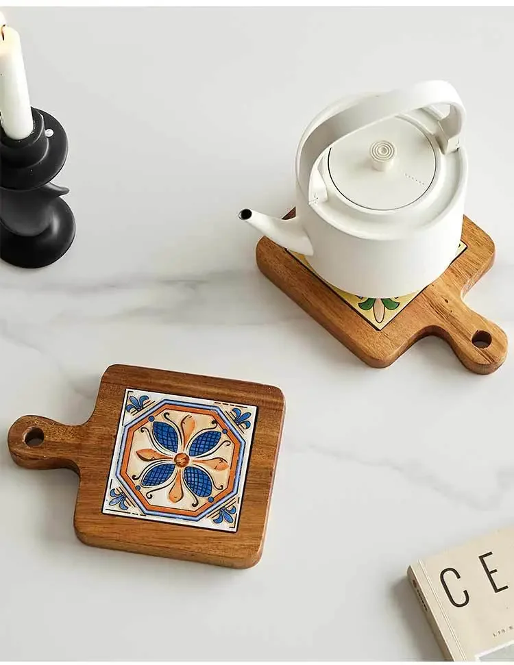 Japanese-style Solid Wood Tile Insulated Pot Mats